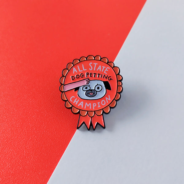 Dog Petting Champion Enamel Pin – Gemma Correll
