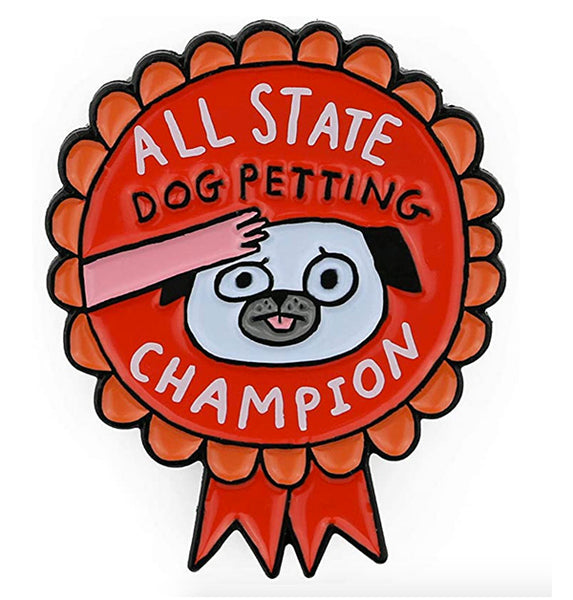 Dog Petting Champion Enamel Pin – Gemma Correll